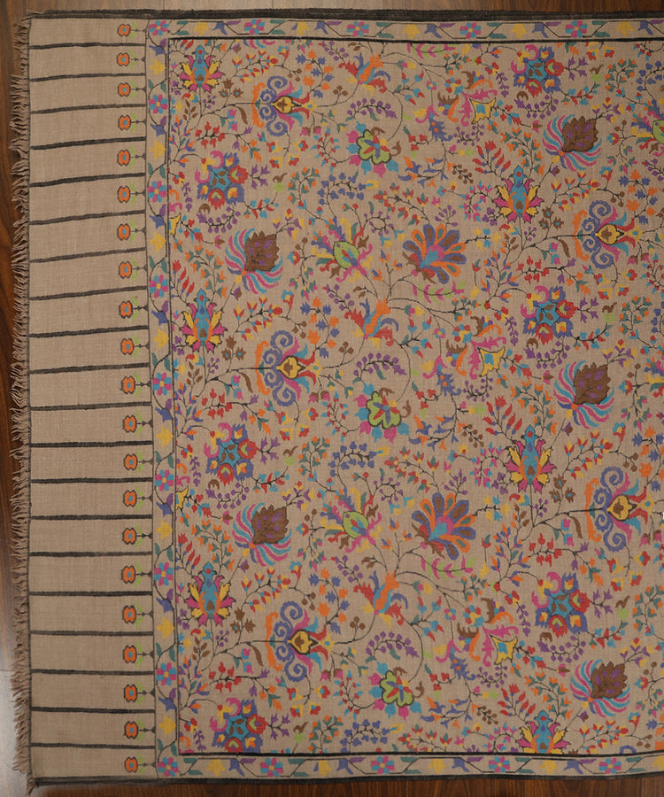 Pure Pashmina Shawl with Sozni, Kalamkari and Jamawar Embroidery ...