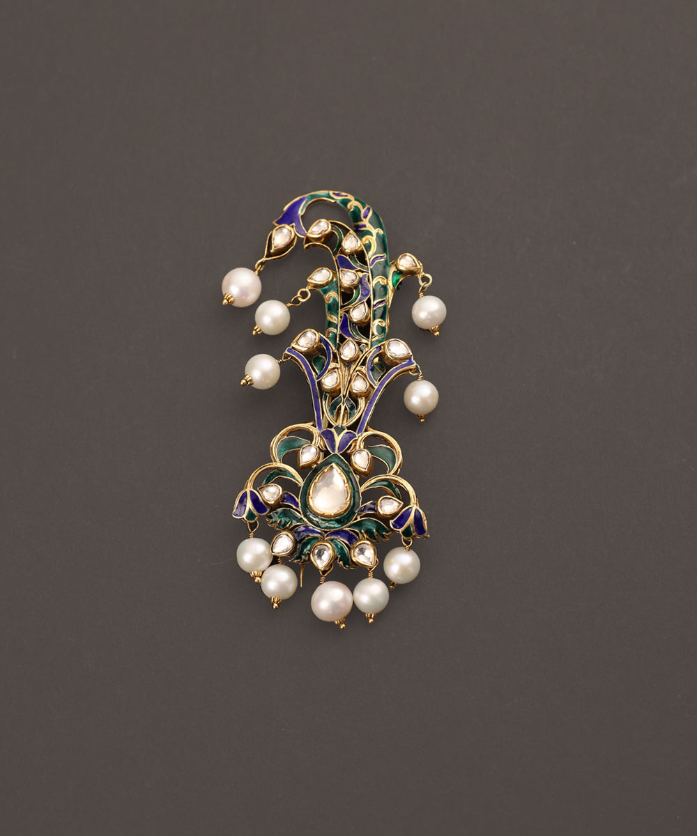 Shakira Handcrafted Pure Silver Kalgi With Semi Precious Stones And Pe ...