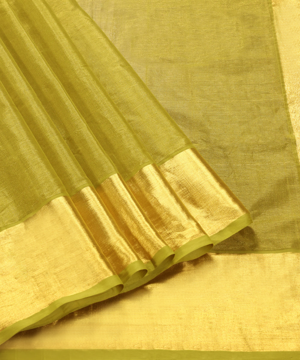 Handloom Heena Green Pure Cotton Tissue Venkatagiri Revival Saree With ...