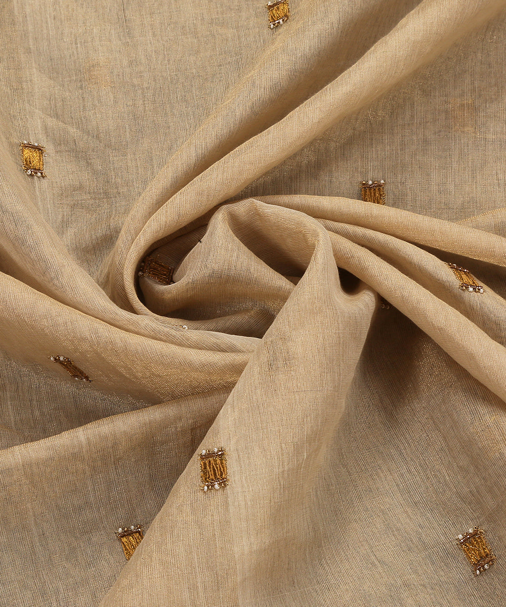 Light Gold Handloom Cotton Tissue Dupatta With Gota Booti And Kiran La ...