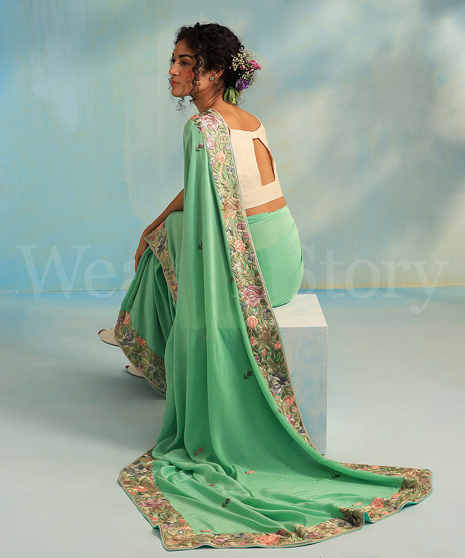 Enchanted Garden - Parsi Gara Sarees & Accessories – WeaverStory